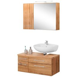 Welltime Badm&ouml;bel-Set &raquo;Davos&laquo; 3 Stk. tlg. braun Holzwerkstoff, MDF, Melamin Siphonausschnitt rechts