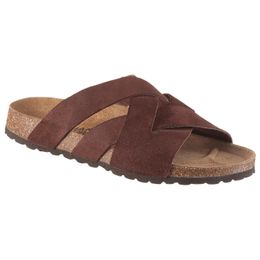 MAN'S WORLD MAN'S WORLD Herren Pantolette, Gr. 45, braun, Veloursleder, Schuhe, Schlappen, Sommerschuh, Hausschuh mit vorgeformtem Fu&szlig;bett