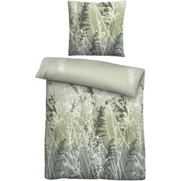 Biberna Bettw&auml;sche &raquo;0004103&laquo; 2 Stk. wohlig warm + weich, pflegeleicht, 100% Baumwolle, Rei&szlig;verschluss gr&uuml;n Feinbiber, Obermaterial: 100% Baumwolle B/L: 135cm 