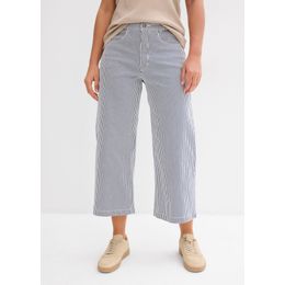 bonprix Damen Webhose, schwarz-wei&szlig;, Gr. 50, Obermaterial: 98% Baumwolle, 2% Elasthan, Hosen, aus elastischem Baumwoll-Mix, mit Komfortbund,