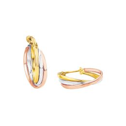 Amor Damen Paar Ohrstecker &raquo;3-fach verschlungen, tricolor&laquo; rosa Gelbgold 375