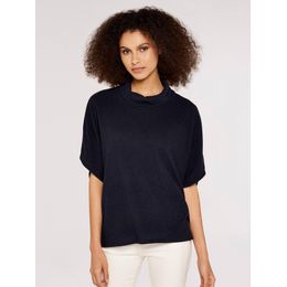 Apricot Damen Kurzarmpullover "Cape in Rippstrick", blau, Gr. 36, unifarben, Strick, Obermaterial: 57% Viskose CV. 41% Polyester PES. 2% Elasthan