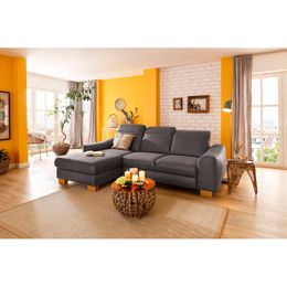 Home Affaire Ecksofa &raquo;Dundee L-Form&laquo; wahlweise mit Kopfteilverstellung und zus&auml;tzlich mit Schlaffunktion grau Luxus-Microfaser Florence (100% 