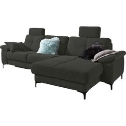 3C Carina Ecksofa &raquo;Burnaby bequem und modern, L-Form&laquo; 2 Kopfst&uuml;tzen, optional mit Schlaf- und motorischer Relaxfunktion grau B/H/T: 296cm x 87cm x 