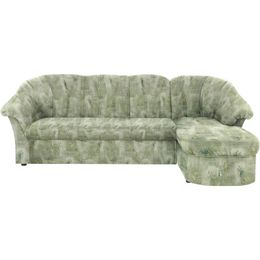 DOMO collection Ecksofa &raquo;Pegnitz, elegante R&uuml;ckensteppung, kompakte Stellma&szlig;e 238/141cm, L-Form&laquo; wahlweise mit Bettfunktion gr&uuml;n 100% Polyester B/H/T: