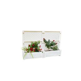 KHW Spalier 2er-Set Pflanzkasten gro&szlig; 100 cm mit Zentralspalier wei&szlig; Kunststoff B/H/T: 200cm x 140cm x 43cm