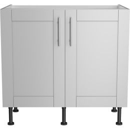 KOCHSTATION Sp&uuml;lenschrank &raquo;KS-Ahus&laquo; Breite 90 cm grau hellgrau, B/H/T: 90cm x 87cm x 58,4cm, T&uuml;ren: 2 Stk.