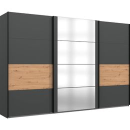 wimex Schwebet&uuml;renschrank &raquo;Barmbek Schlafzimmerschrank Garderobenschrank&laquo; Kleiderschrank mit 2 Stoffboxen und 2 zus&auml;tzlichen B&ouml;den, Spiegelt&uuml;r braun 