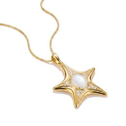 Thomas Sabo Damen Thomas Sabo Kettenanh&auml;nger &raquo;Fluid Elegance gro&szlig;er Seestern-Optik-Anh&auml;nger gelbgoldfarben&laquo; mit Zirkonia (synth.) - mit Perlmutt gold 