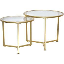 ACTONA GROUP Satztisch &raquo;Alina&laquo; Set, 2tlg. Set, 2 Stk. tlg. Sicherheits-Klarglasplatte gold B/H/T: 50cm x 41cm x 50cm