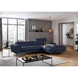 W.Schillig Ecksofa &raquo;piedroo, Designsofa mit tollem Sitzkomfort, bequem und elegant, L-Form&laquo; Kopfteilverstellung, wahlweise mit Sitztiefenverstellung, 