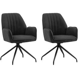 Home Affaire Stuhl &raquo;Pollenca&laquo; (Set) 2 Stk.tolle Optik grau Metall B/H/T: 56cm x 86cm x 64cm, 2 Stk., Microfaser uni, 2er Set,anthrazit