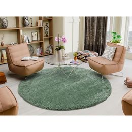 OCI DIE TEPPICHMARKE Hochflor-Teppich &raquo;MONTIS&laquo; rund 45 mm H&ouml;he uni, Langflor, Shaggy, auch in rund, quadratisch und L&auml;ufer erh&auml;ltlich gr&uuml;n 