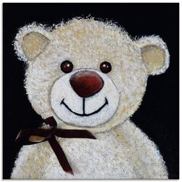 Artland Glasbild &raquo;Teddyb&auml;r&laquo; Spielzeuge 1 Stk. tlg. in verschiedenen Gr&ouml;&szlig;en beige B/H/T: 40cm x 40cm, Glasbild Spielzeuge quadratisch, 1 Stk.