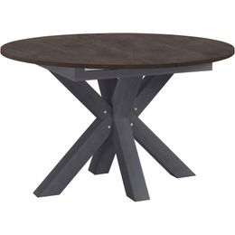 M&auml;usbacher Esstisch, Untergestell Sternform grau B/H/T: 130cm x 78cm x 130cm, Mittelauszugmit Einlegeplatte, Gestell: Schwarzstahl