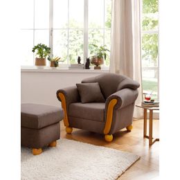 Home Affaire Sessel &raquo;Milano, Loungesessel, bequem, Federkern, Breite 103cm&laquo; hoher Sitzkomfort mit Federkernpolsterung, incl. Zierkissen braun Luxus-