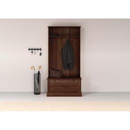 OTTO home Kompaktgarderobe &raquo;Liotta&laquo; Mit einer Klappe und 4 Kleiderhacken braun Massivholz braun, B/H/T: 89cm x 180cm x 42cm