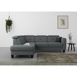 Sit & More sit&more Ecksofa &raquo;Belluci L-Form&laquo; inklusive Federkern, wahlweise mit Schlaffunktion und Bettkasten grau B/H/T: 249cm x 85cm x 195cm, Luxus-Microfaser 