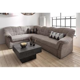 DOMO collection Ecksofa &raquo;Papenburg B/T/H: 242/190/84 cm L-Form&laquo; wahlweise mit Bettfunktion, Langer Schenkel links oder rechts grau Struktur ( 90% 
