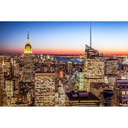 papermoon Fototapete &raquo;New York bei Nacht&laquo; bunt Vlies B/L: 2,5m x 1,86m, Bahnen: 5 Stk.
