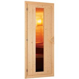 Karibu Saunat&uuml;r &raquo;T&uuml;rpaket 38 + 40 mm&laquo; Energiespart&uuml;r braun Glas, Massivholz 65,5cm, T&uuml;ranschlag wechselbar