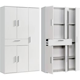 Procontour Mehrzweckschrank &raquo;Clara&laquo; H&ouml;he 167cm, mit variabel verstellbaren Einlegeb&ouml;den wei&szlig; B/H/T: 96cm x 167cm x 34cm, Schubladen: 1 Stk. T&uuml;ren: 5 Stk., 