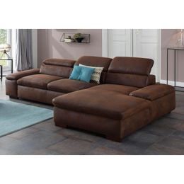 OTTO home Ecksofa &raquo;Alberto L-Form&laquo; mit Kopfteilverstellung, wahlweise mit Schlaffunktion braun 100% Polyester;Luxus-Microfaser ALTARA NUBUCK (100% 