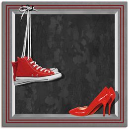 Artland Leinwandbild &raquo;Die roten Schuhe&laquo; Mode 1 Stk. tlg. auf Holzrahmen gespannt rot Leinwand B/H/T: 70cm x 70cm, Leinwandbild Mode quadratisch, 1 Stk.