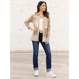 Classic Basics Damen Strickjacke, beige, Gr. 44, gemustert, 100% Polyacryl, Strickjacken