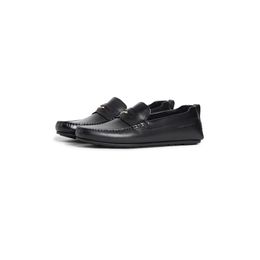 Tommy Hilfiger Herren Slipper &raquo;HILFIGER COIN LTH DRIVER&laquo; Flats, Schlupfschuh, Loafer mit Zierriegel und Penny schwarz 45