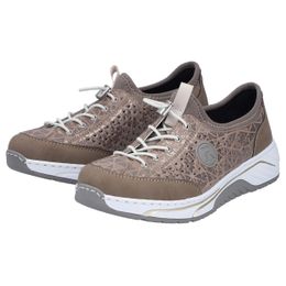 Rieker Damen Slip-On Sneaker, Gr. 43, braun, Lederimitat, Textil, metallic, Schuhe, Slipper, Freizeitsneaker, Halbschuh in Metallic-Optik