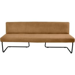 K+w Komfort & Wohnen K+W Komfort & Wohnen Polsterbank in abgerundeter Form, Rundrohrkufe lang gebogen, Echtleder gelb B/H/T: 202cm x 82cm x 67cm, Leder CLOUD