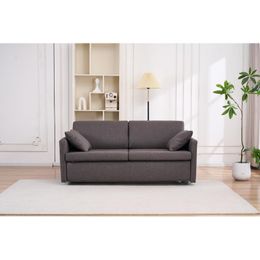 ATLANTIC HOME COLLECTION Schlafsofa &raquo;Robin, B: 168cm&laquo; mit Matratze und Zierkissen, Dauerschl&auml;fer grau B/H/T: 186cm x 84cm x 96cm, Feinstruktur