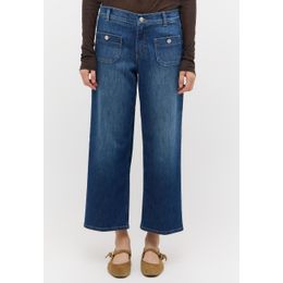Angels Damen 7/8-Jeans "LINN SMART", blau, Gr. 46, Denim/Jeans, Obermaterial: 91% Baumwolle, 6% Polyester, 3% Elasthan, Jeans, Culotte-Design,