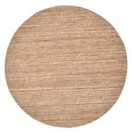 Theko Wollteppich &raquo;Pure UNI&laquo; rund 14 mm H&ouml;he Handwebteppich, meliert, reine Wolle, handgewebt gelb Schurwolle &Oslash; 150cm 1 Stk., 14mm, &Oslash; 150cm