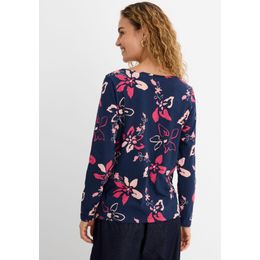 bonprix Damen Langarmshirt, bunt, Gr. 52, bedruckt, gebl&uuml;mt, Jersey, Obermaterial: 100% Baumwolle, Shirts, figurumspielende Passform, Langarm-Design,