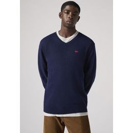 Levi's LEVI'S Herren V-Ausschnitt-Pullover, blau, Gr. XXL, Strick, Obermaterial: 80% Wolle, 20% Polyamid, Pullover