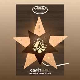 Weigla Dekostern &raquo;LED Waldh&uuml;tte, Dekoleuchte aus Holz, NATUR-BRAUN&laquo; Holzwerkstoff B/H/T: 30,5cm x 29cm x 6cm