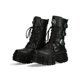 New Rock Damen Ankleboots "Plateau Boots WALL373-S5", Gr. 45schwarz, Obermaterial: 100% Rindnappaleder CNA., Schuhe, Handgefertigt, Made in Spain
