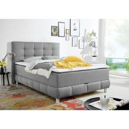 Home Affaire Boxbett &raquo;Vaasa&laquo; inkl. Bettkasten & Topper, XXL-Ausf&uuml;hrung, &Uuml;berl&auml;nge 220 cm grau Struktur, Liegefl&auml;che B/L: 140cm x 200cm, Gewicht bis: 