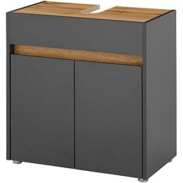 Home Affaire Waschbeckenunterschrank &raquo;CITY/GIRON, Waschtisch mit Griffmulde, Badschrank in zeitlosem Design&laquo; in den Farben Wei&szlig; und Anthrazit 
