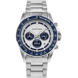 Jacques Lemans Herren Chronograph &raquo;Liverpool&laquo; Quarzuhr, Armbanduhr, Herrenuhr, Edelstahlarmband, analog, Tag silber Einheitsgr&ouml;&szlig;e