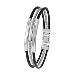 Amor Herren Armband &raquo;3-reihig&laquo; 21cm, Edelstahl Kautschuk