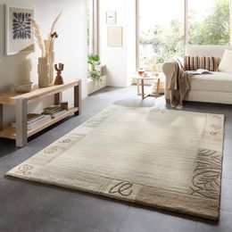 Theko Wollteppich &raquo;Nakarta&laquo; rechteckig 12 mm H&ouml;he reine Wolle, handgekn&uuml;pft, mit Bord&uuml;re grau Schurwolle B : 250cm 1 Stk., 12mm, L: 350cm