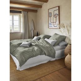 Irisette Bettw&auml;sche &raquo;Premium Satin Bettw&auml;sche Paris&laquo; 2 hochwertige Uni Premium Bettw&auml;sche mit Rei&szlig;verschluss, 100% Baumwolle gr&uuml;n Mako-Satin, Obermaterial: 100