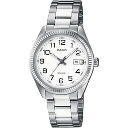 Casio Timeless Collection Damen CASIO TIMELESS COLLECTION Quarzuhr Armbanduhr, Damenuhr, analog, Datum, Edelstahlarmband silber Einheitsgr&ouml;&szlig;e