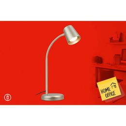 Briloner Leuchten LED Tischleuchte &raquo;SKRIVA&laquo; GU10 1 Stk. 24,5x38,5 cm, B&uuml;ro, Wohnzimmer, Schlafzimmer silber 1, &Oslash; 48cm H: 7,8cm, 1 Stk.