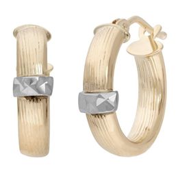 Firetti Damen Paar Creolen &raquo;Schmuck Geschenk Gold 585 Ohrschmuck Ohrringe bicolor&laquo; gold 15mm, Gelbgold 585