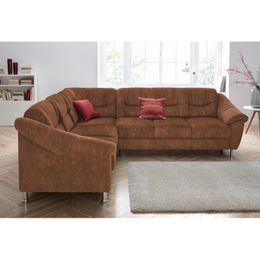 Sit & More sit&more Ecksofa &raquo;Salsa L-Form&laquo; mit Federkern, wahlweise mit Schlaffunktion braun Bedruckte Microfaser (100% Polyester);Luxus-Microfaser ALTARA NUBUCK