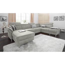 Sit & More sit&more Wohnlandschaft &raquo;Avignon U-Form&laquo; optional Schlaffunktion & Stauraum, inklusive Kopfteilverstellung grau Flachgewebe (90% Polyester, 10% 